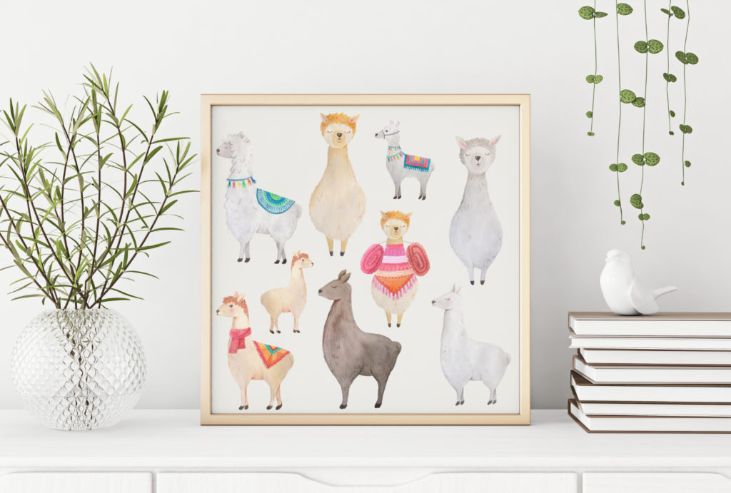 Watercolor Llamas Cute Nursery Art Print - Amazing Printables